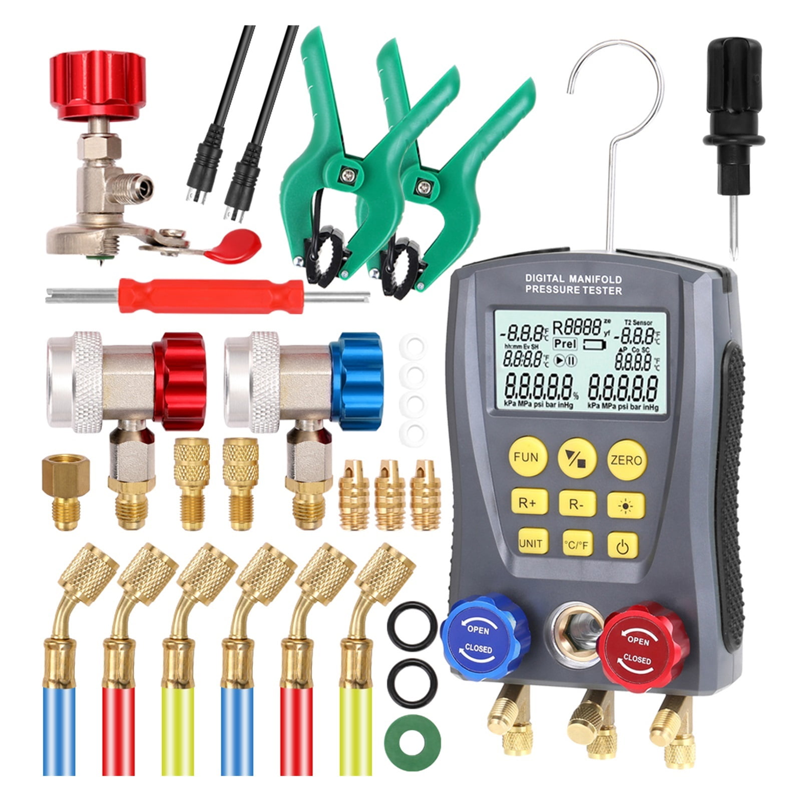 Pressure Gauge Refrigeration Digital Vacuum Pressure Manifold Tester ...