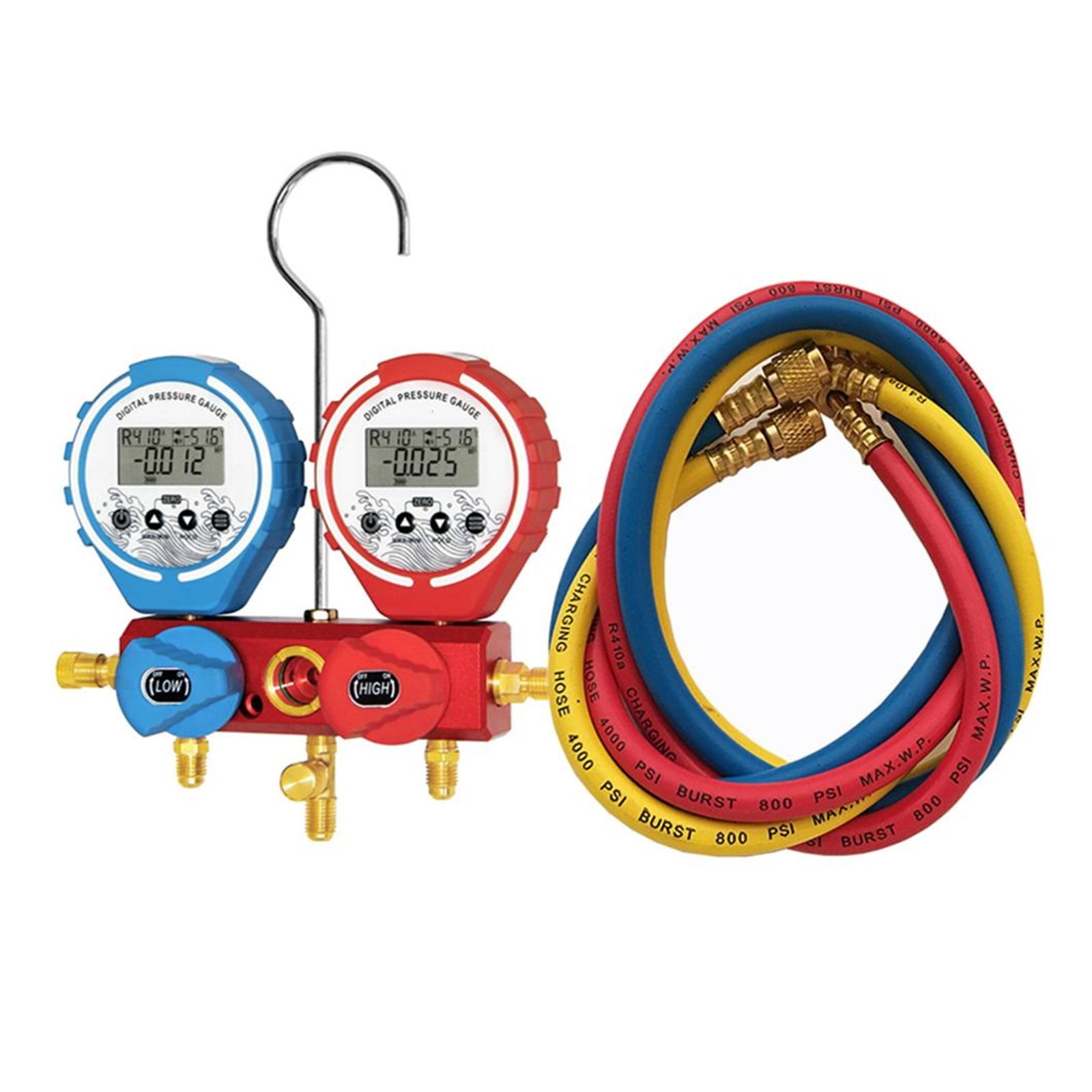 Pressure Gauges Digital Display Refrigeration Vacuum Pressure Manifold ...