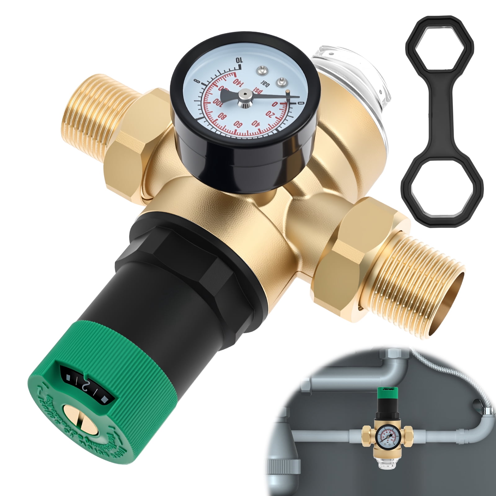 Pressure Regulator Water 3/4 Inch DN 20 Brass Water Pressure Regulator ...