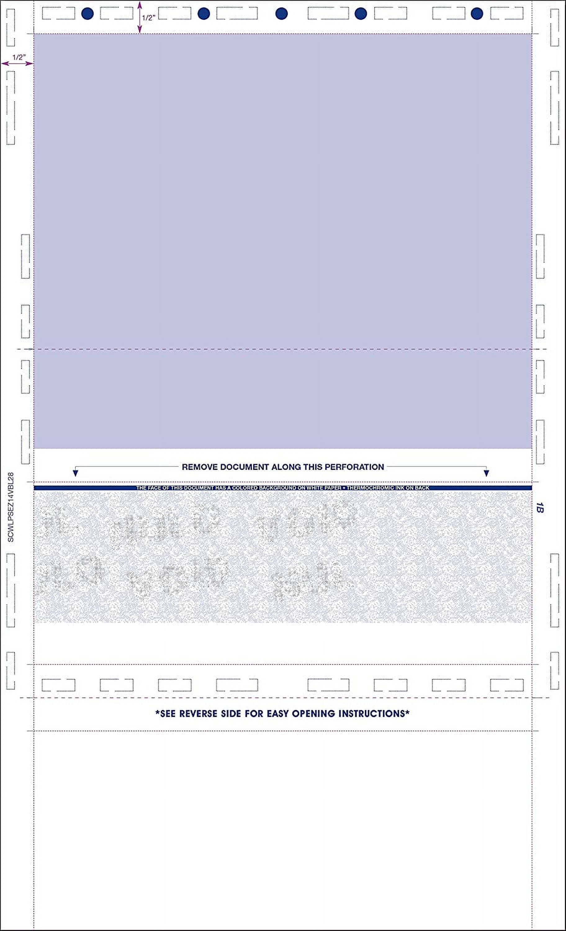 Pressure Seal Checks - EZ Fold, Legal Blue (1000 Sheets) (8.5" X 14 ...
