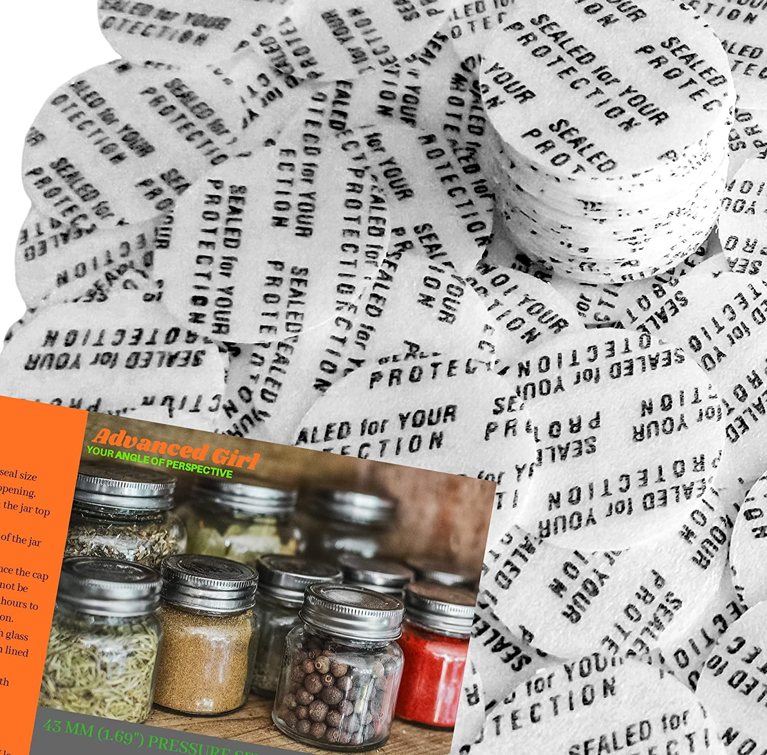 Pressure Sensitive Torque Activated Seals Cap Liners - 43mm (1.69") -200 PCS -Made in USA- for ...