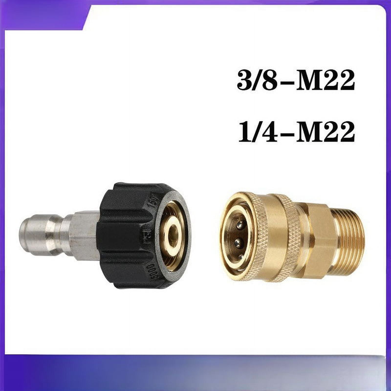 Pressure Washer Adapter Fitting, 1/4, 3/8 Inch Quick Connect Kit, Adapter Brass Fitting M22-14/ ...