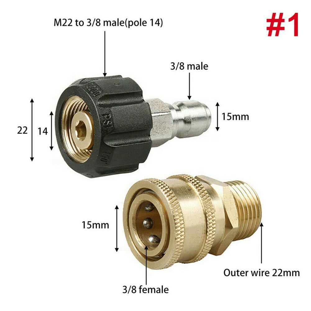 Pressure Washer Adapter M22 14mm 15mm Swivel to 3/8 inch Quick Connector Coupler - Walmart.com