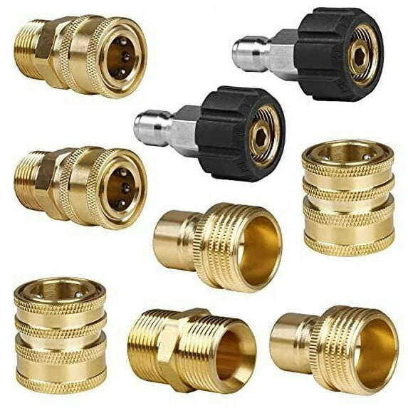 Pressure Washer Adapter Set, Quick Disconnect Kit, M22 Swivel to 3/8'' Quick Connect, 3/4" to ...