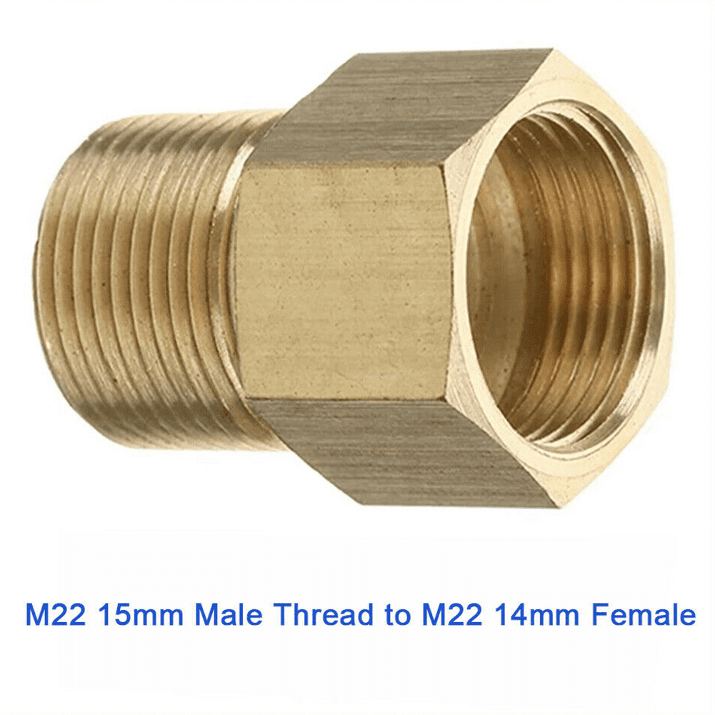 Pressure Washer Coupler, Metric M22 15mm Male Thread to M22 14mm Female Fitting, 4500 PSI ...