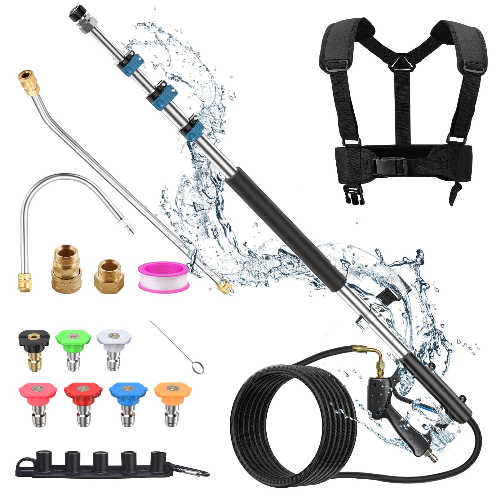 Pressure Washer Extension Wand,18 FT Telescoping Power Spray Washer ...