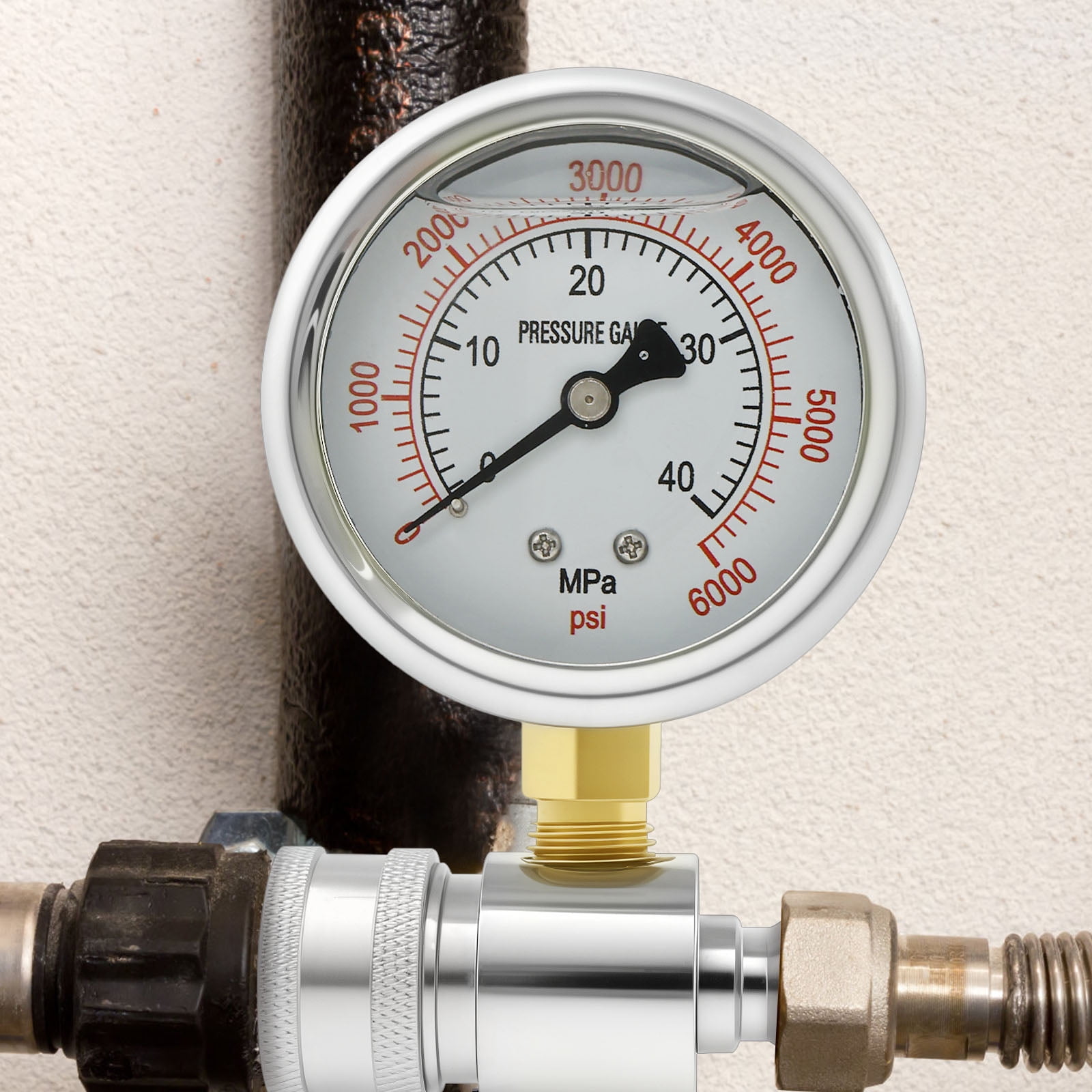 Pressure Washer Gauge 6000PSI Stainless Steel Double Scale Power Washer ...