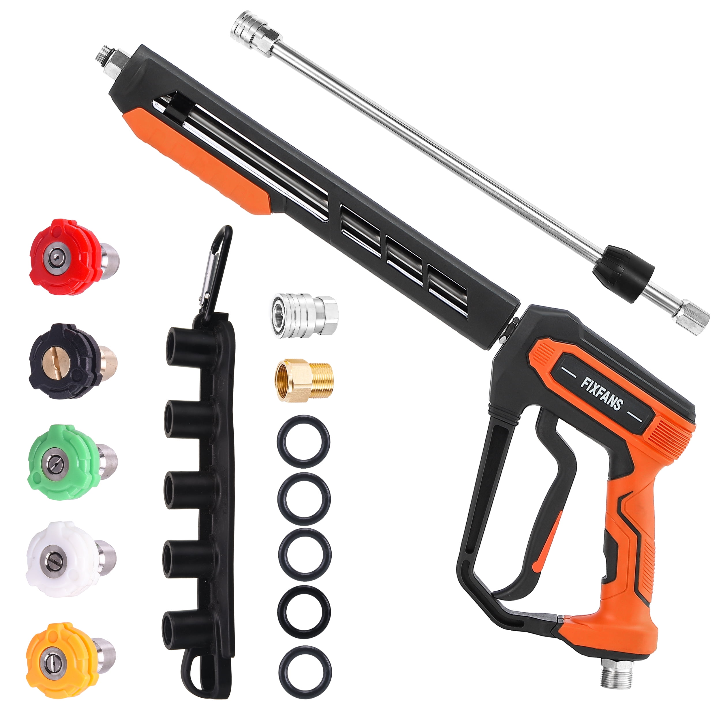 FIXFANS Pressure Washer Gun Kit, 4000PSI, M22 Fitting, 5 Nozzle Tips ...
