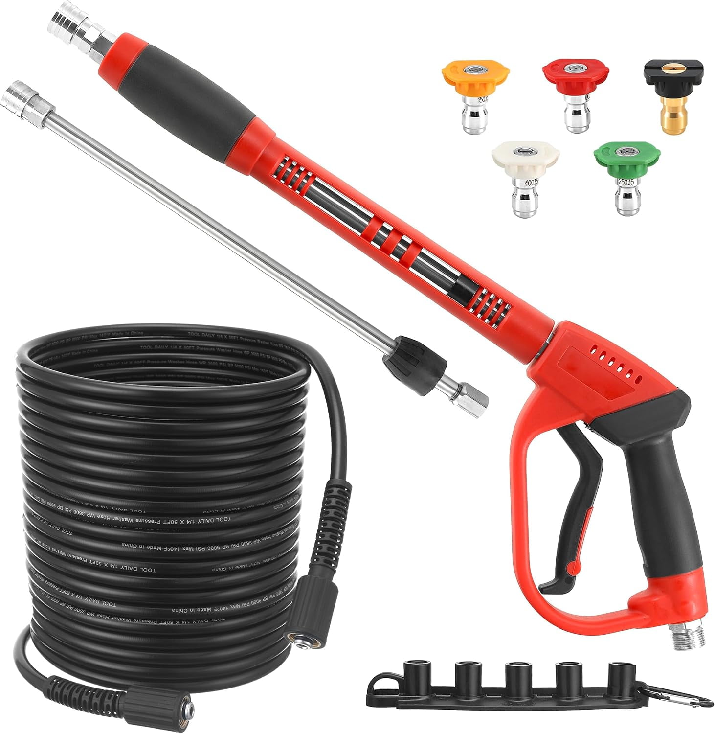 Pressure Washer Gun and Hose Kit, 50 FT Power Washer Hose and ...