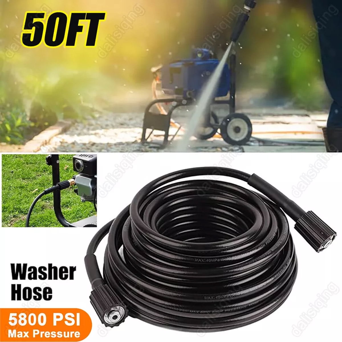 Pressure Washer Hose 50 FT 1/4" Kink Resistant M22-14 Fitting Power ...