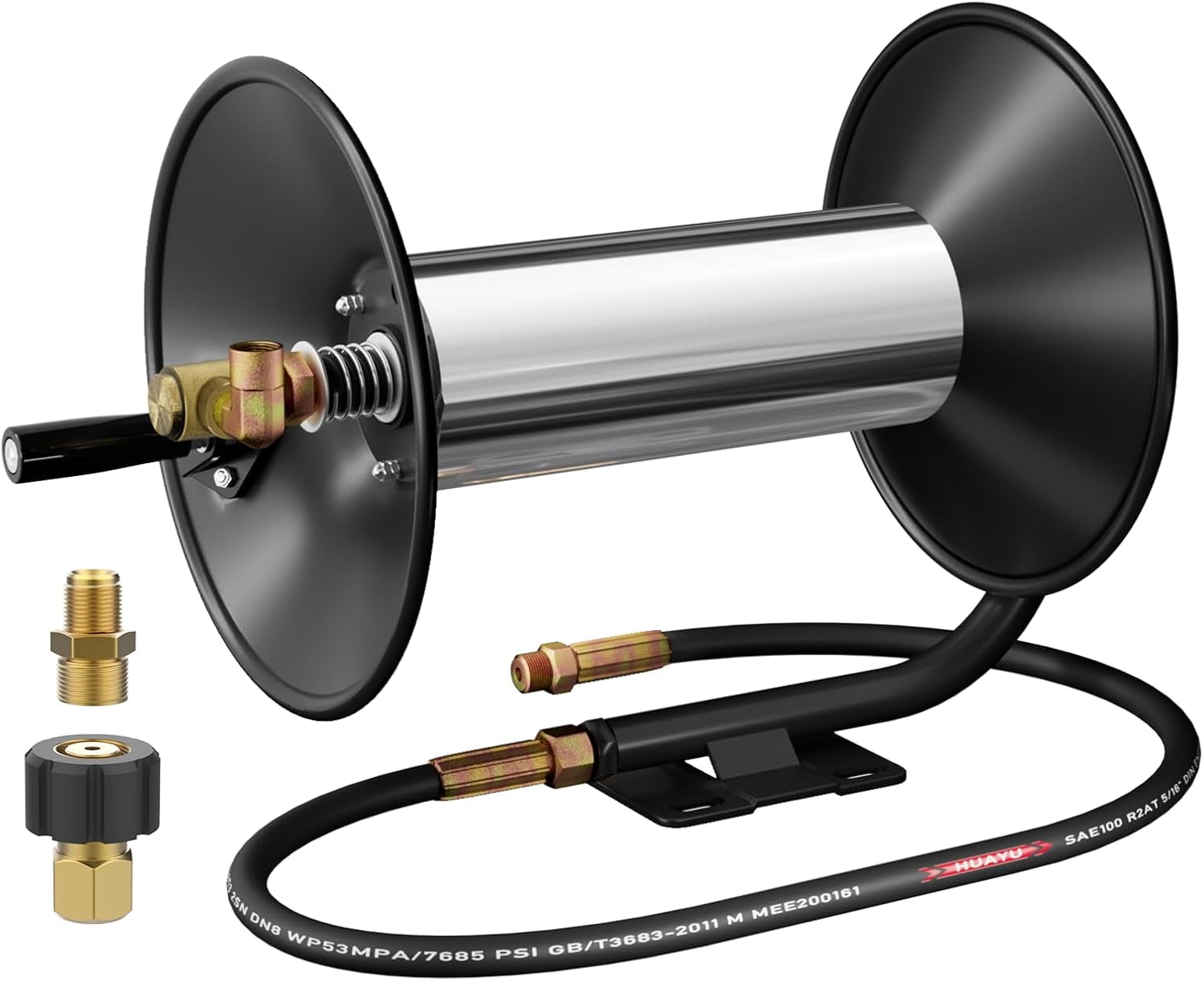 Pressure Washer Hose Reel 100 FT, 3/8" Heavy Duty Retractable Pressure ...