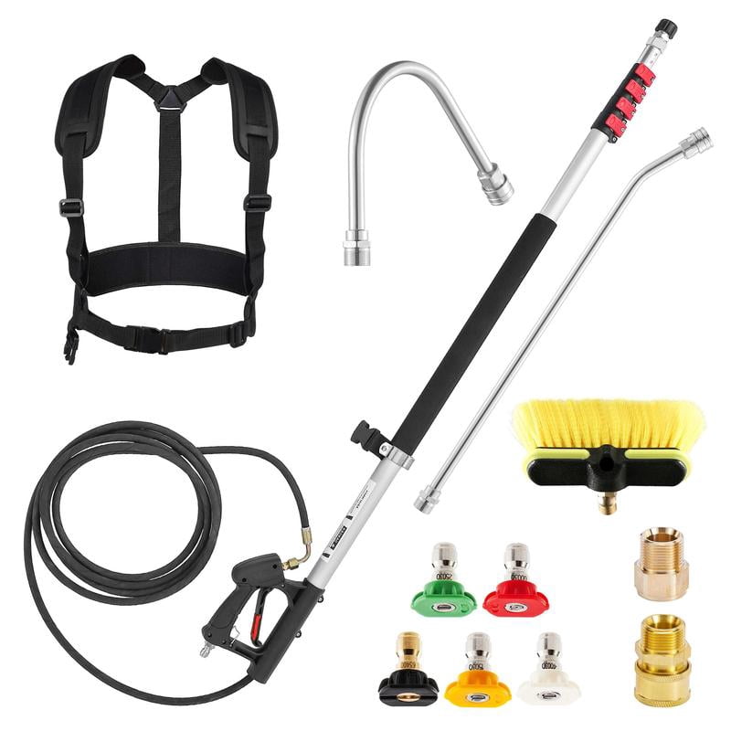 Pressure Washer Pole 20ft Aluminum with 2 Extension Pole, 5 Nozzle Tips ...