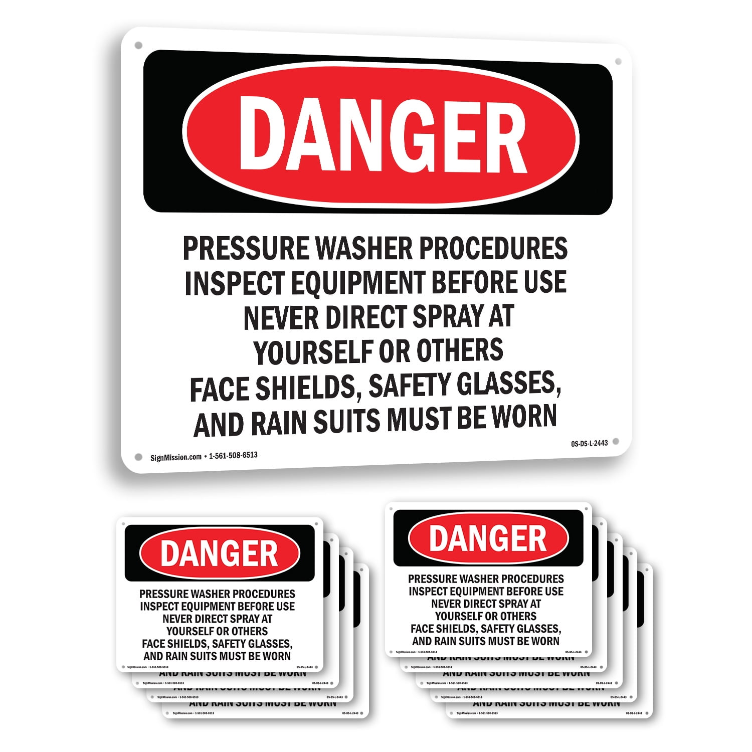 Pressure Washer Procedures Inspect Equipment OSHA Danger Aluminum Sign ...