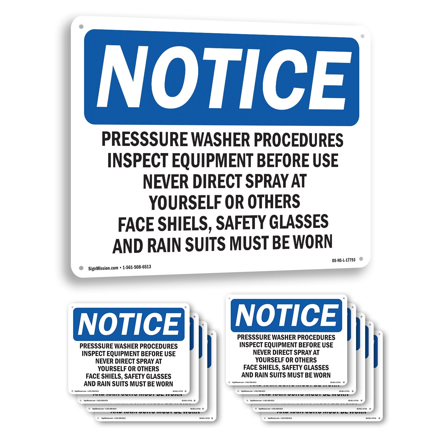 Pressure Washer Procedures Inspect Equipment OSHA Notice Aluminum Sign ...