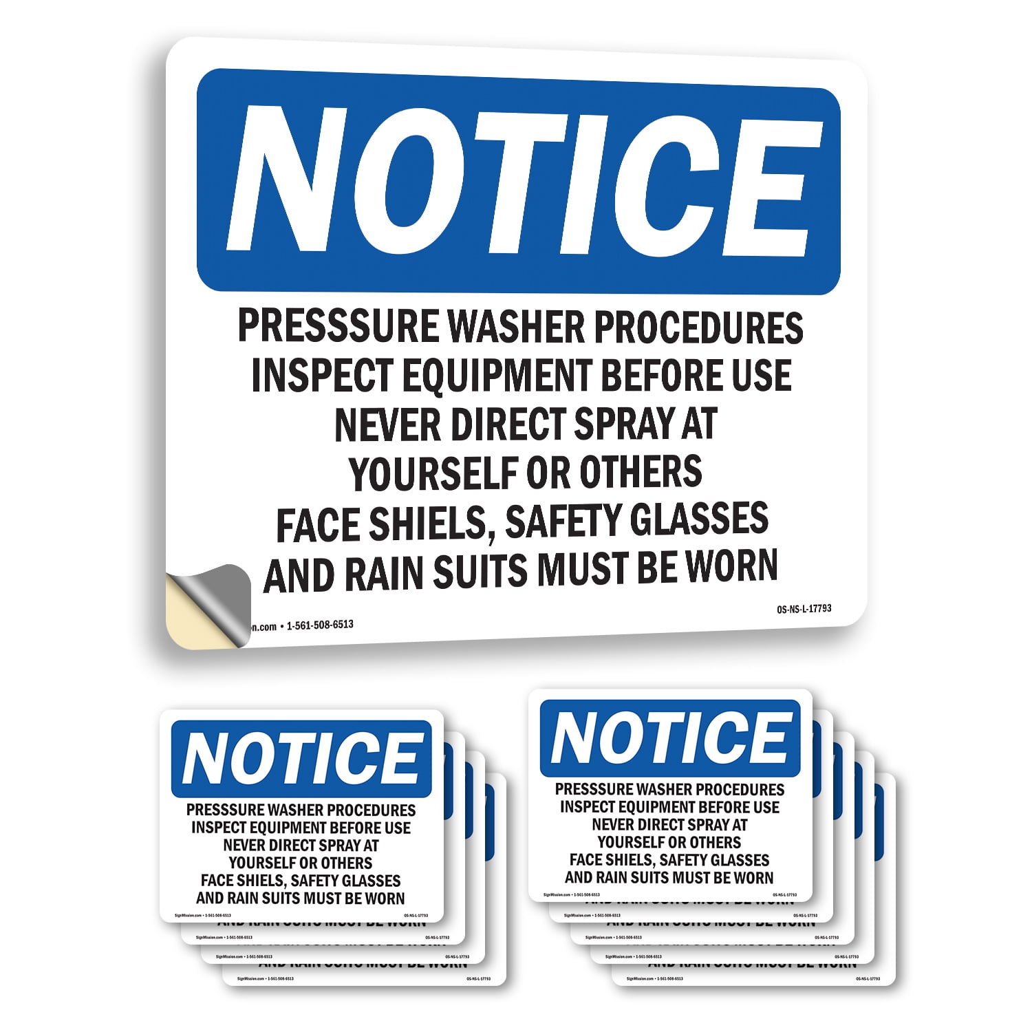 Pressure Washer Procedures Inspect Equipment OSHA Notice Vinyl Decal ...
