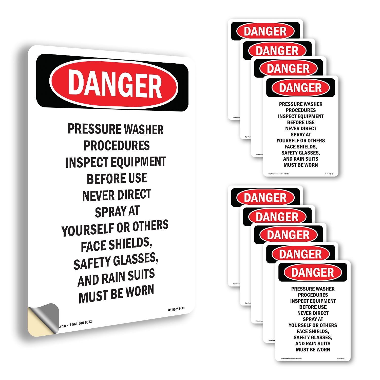 Pressure Washer Procedures Inspect OSHA Danger Vinyl Decal Label 10 ...