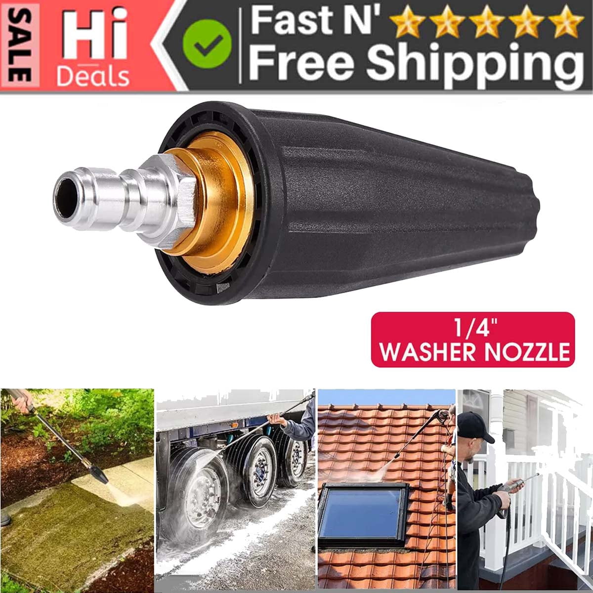 Pressure Washer Rotating Turbo Nozzle 4,000 PSI, 4.0 GPM with 1/4 ...