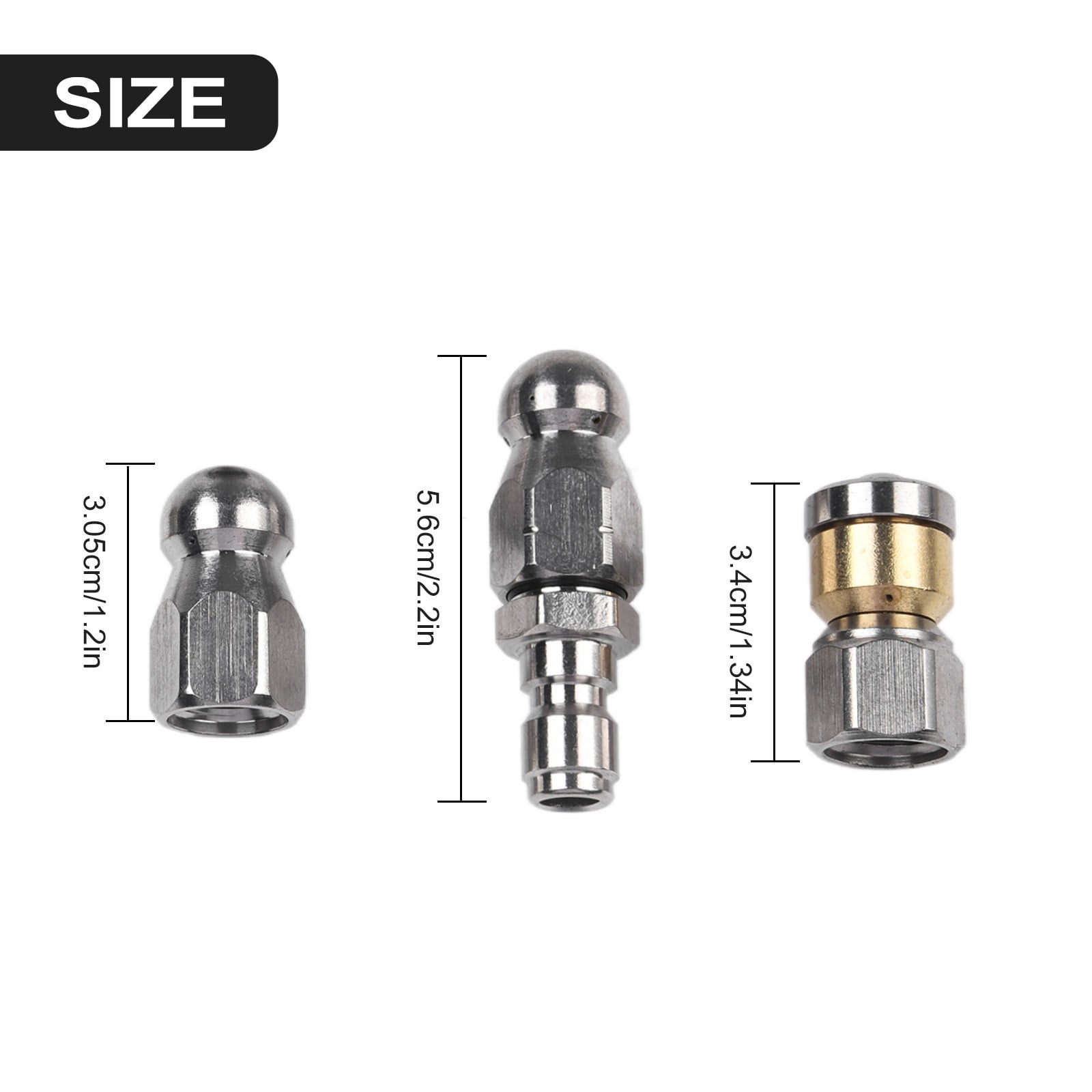 Pressure Washer Sewer Jet Nozzle Kit Stainless Steel Sewer Jetter 1/4 ...