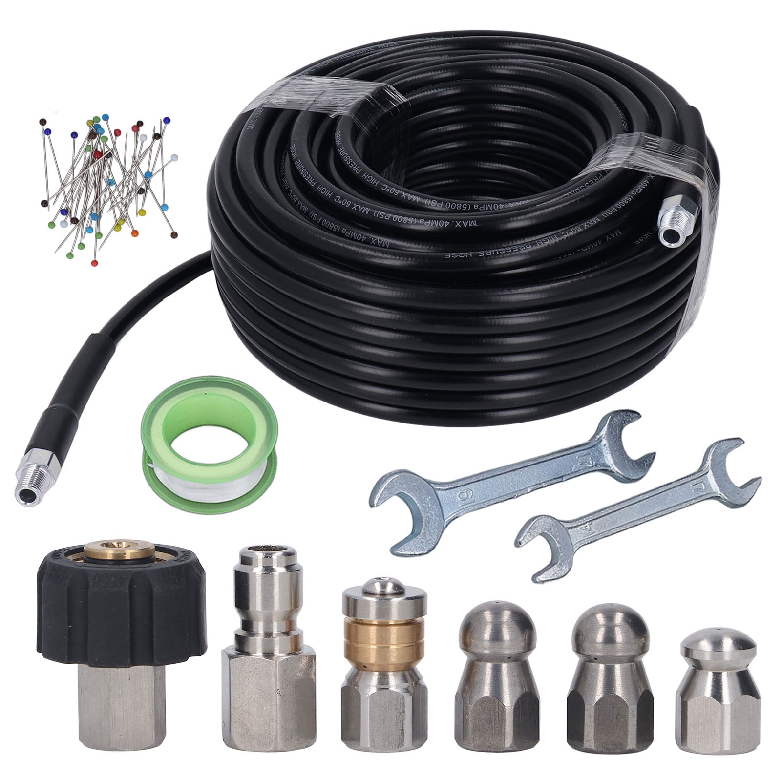 Pressure Washer Sewer Jetter Kit 100ft Drain Cleaner Hose 5800PSI 1/4 ...