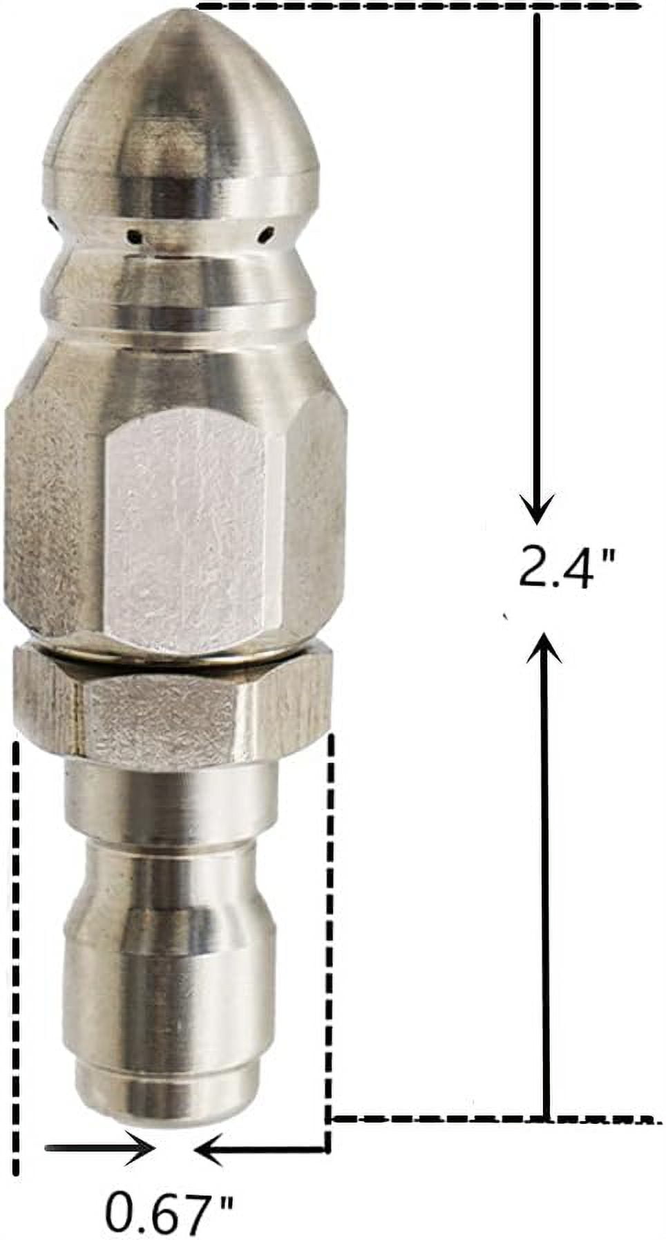 Pressure Washer Sewer Jetter Nozzle with Stainless Steel, Mini Compact ...