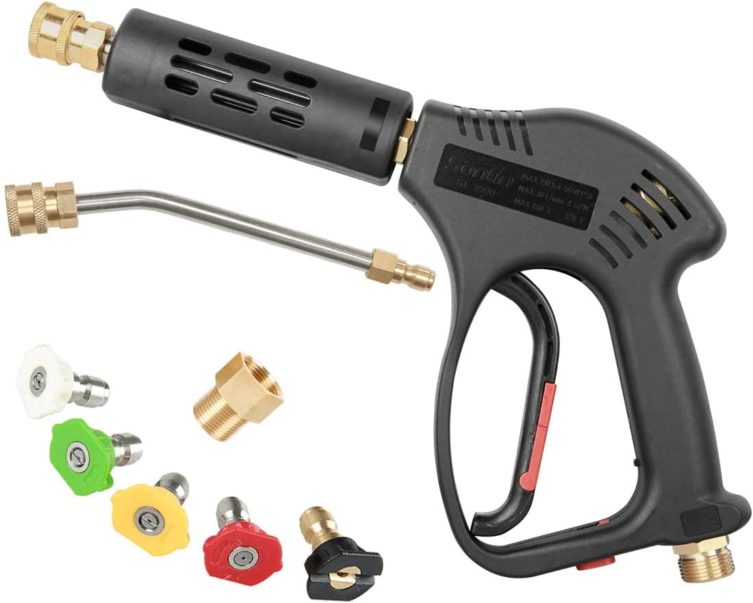 Pressure Washer Short Gun, 5 Nozzle Tips, 7 Inch Extension Curved Rod ...
