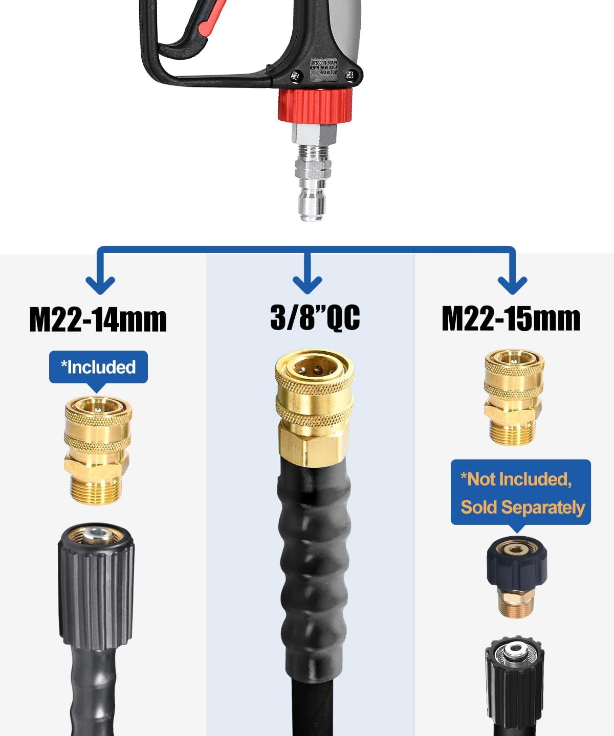 Pressure Washer Short Gun with Stainless Swivel, 304 Stainless Steel 3/ ...