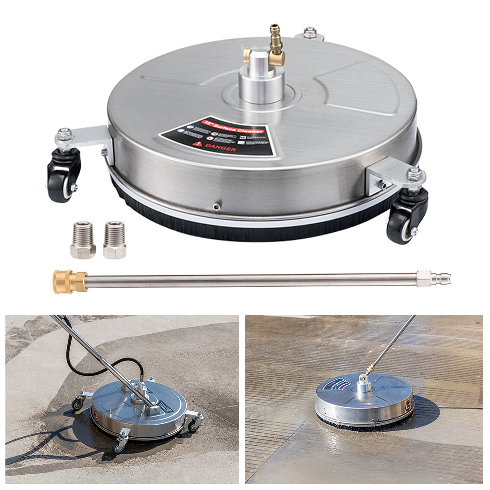 Pressure Washer Surface Cleaner with Wheels Stainless Steel Housing ...