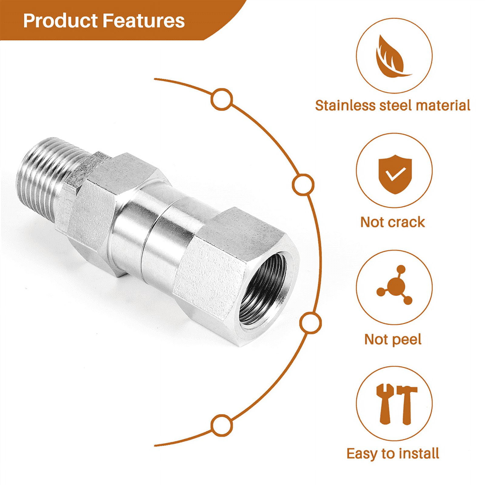 Pressure Washer Swivel, 3/8 Inch NPT Male Thread Fitting, 4500 PSI, for Pressure Washer ...