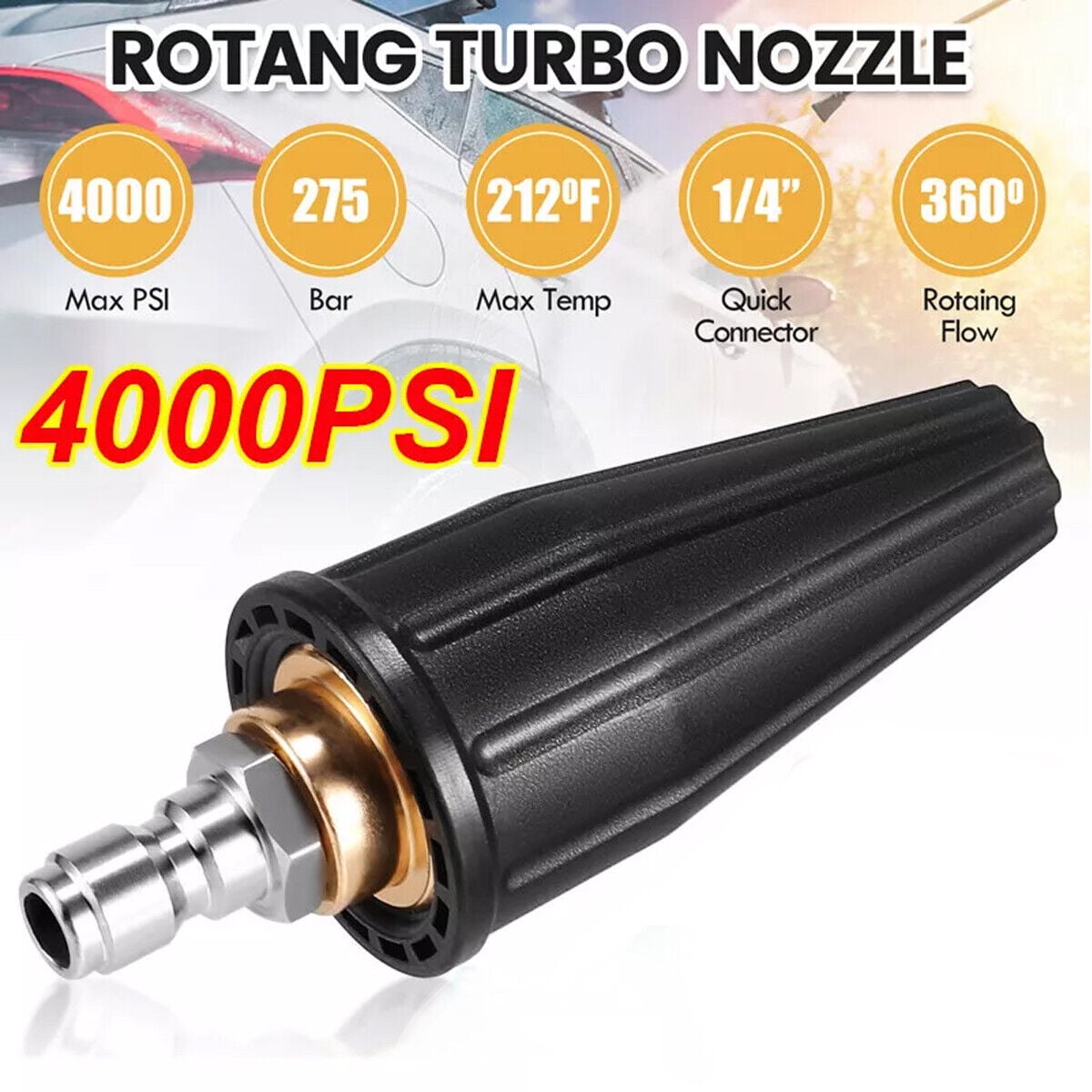 Pressure Washer Tips Turbo Nozzle 4000 PSI 360° Rotating Turbo Spray ...