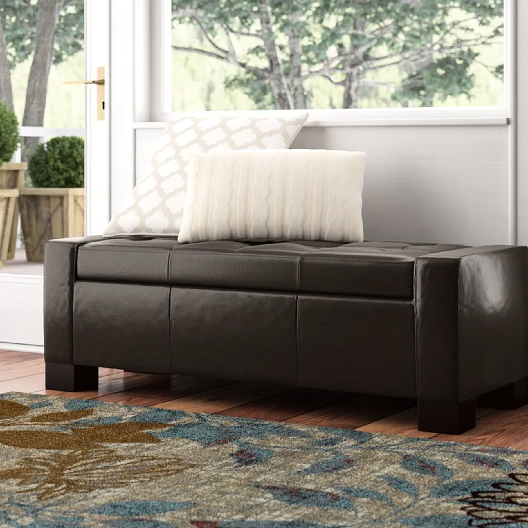 Pressurized Hinge Storage Ottoman+Tufted Style”-“Living Room ...