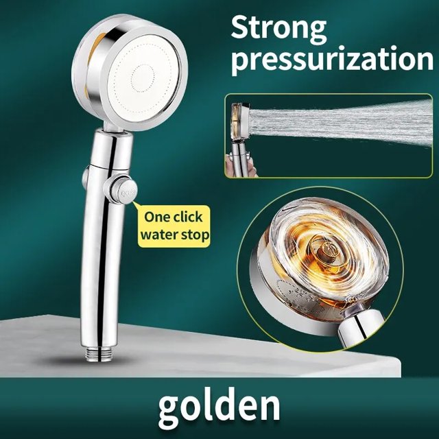 Pressurized Shower Head Water Saving 360 Rotating Twin Turbo