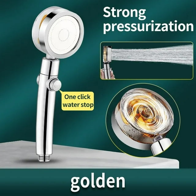 Pressurized Shower Head Water Saving 360 Rotating Twin Turbo