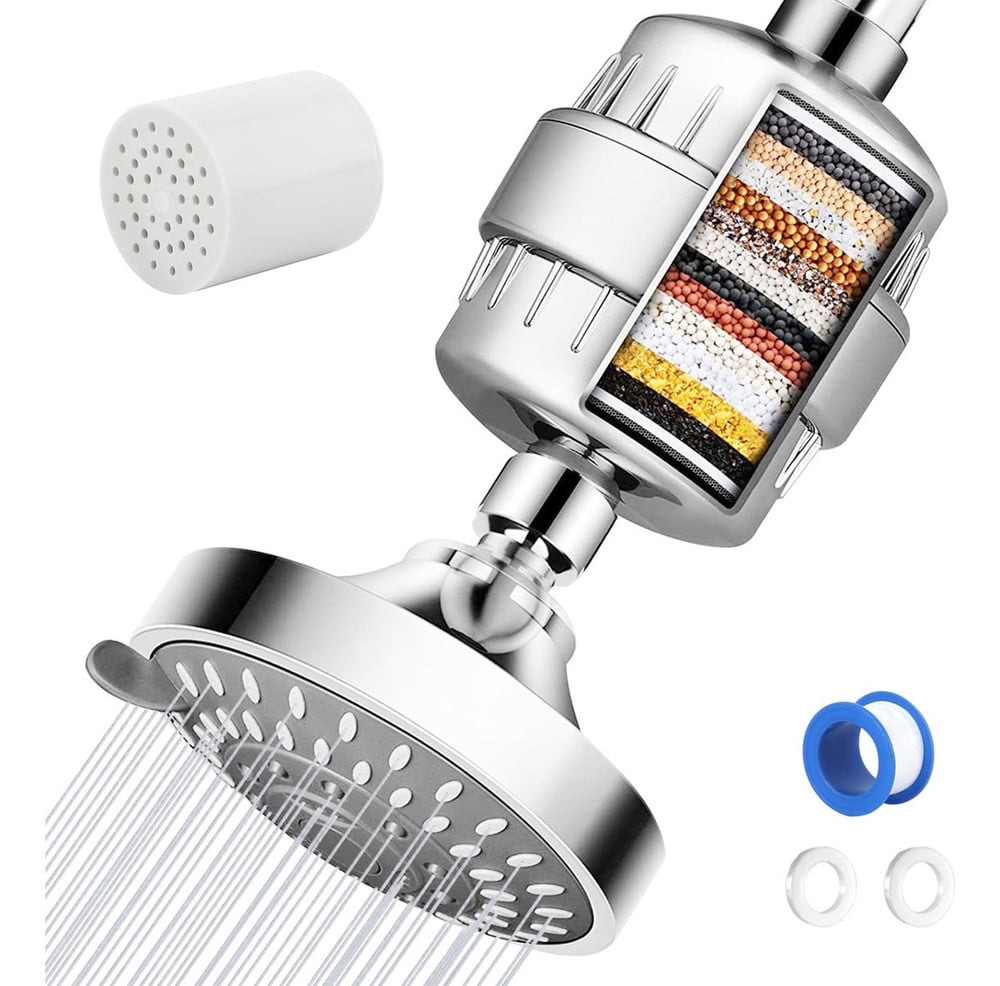 Pressurized Showerhead 15 Stage Shower Water Filter With Shower Head ...