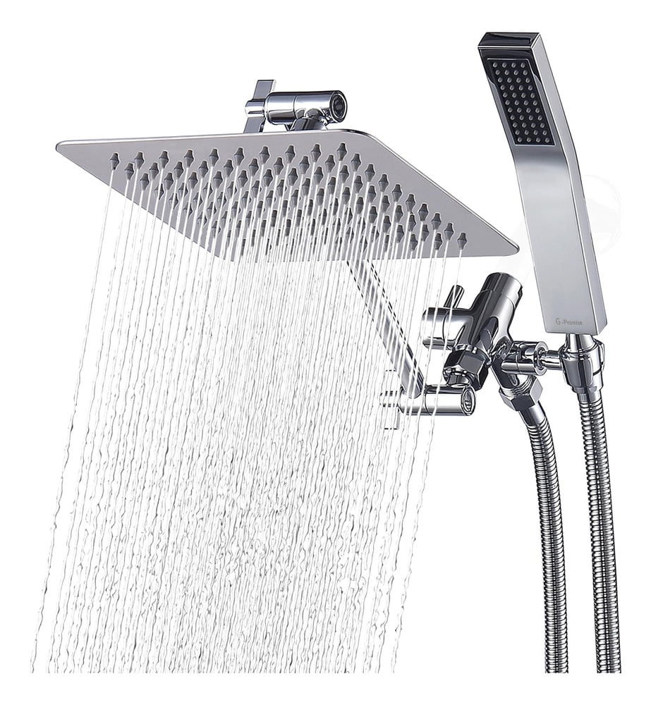 Pressurized Showerhead G-promise Square Metal Double Shower Combo ...