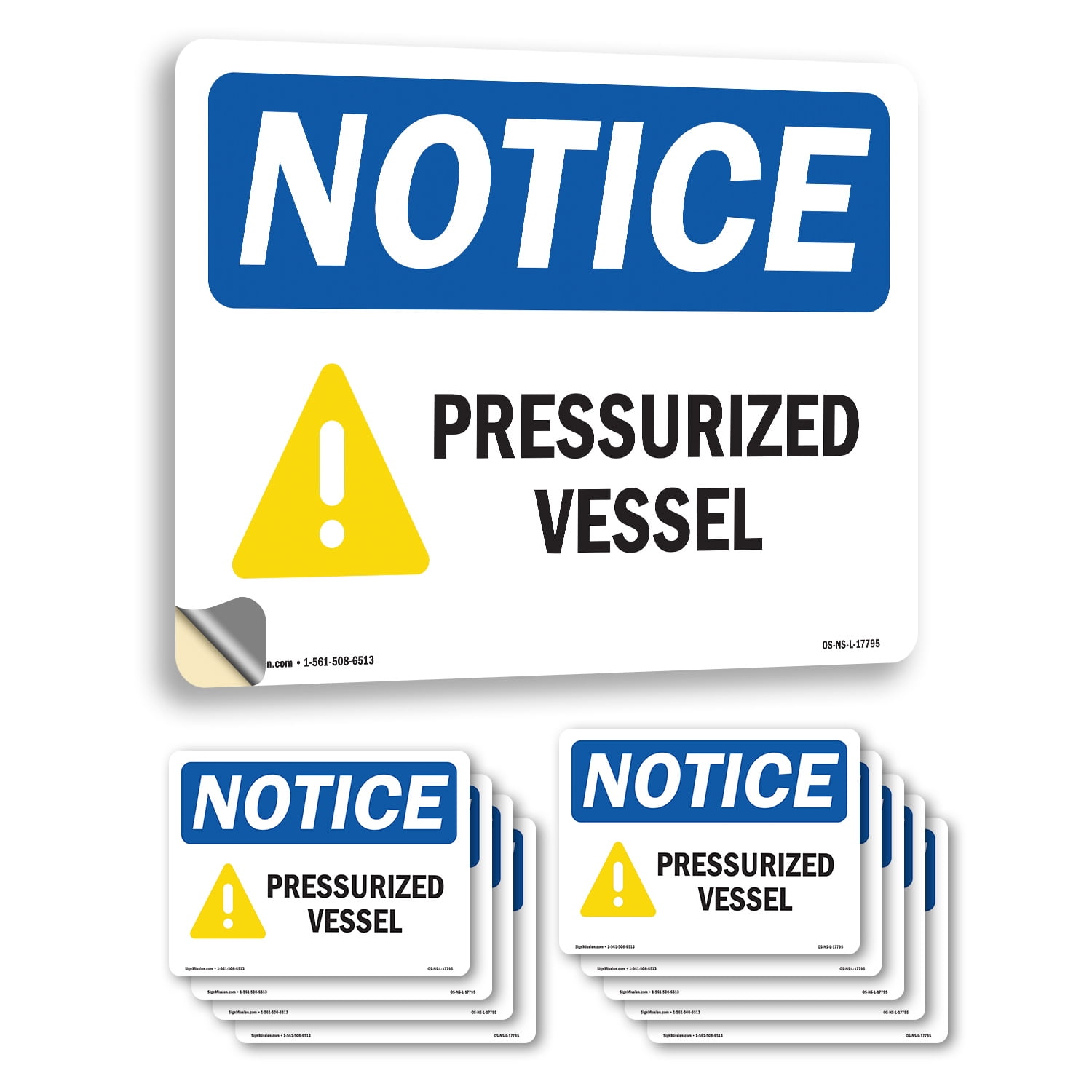 Pressurized Vessel With Symbol OSHA Notice Vinyl Decal Label 5 Inch x 3 ...