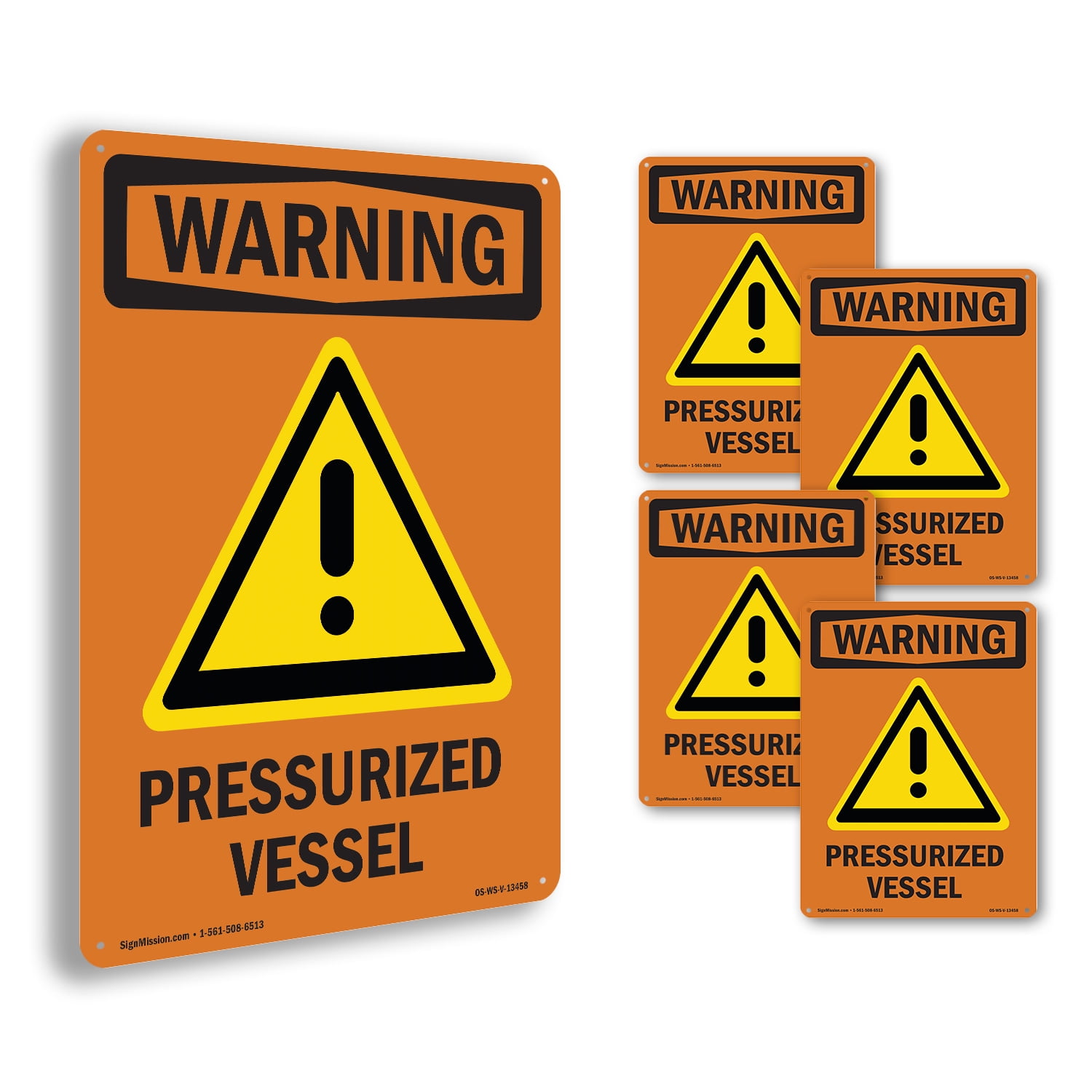 Pressurized Vessel With Symbol OSHA WARNING Rigid Plastic Sign 10 Inch ...