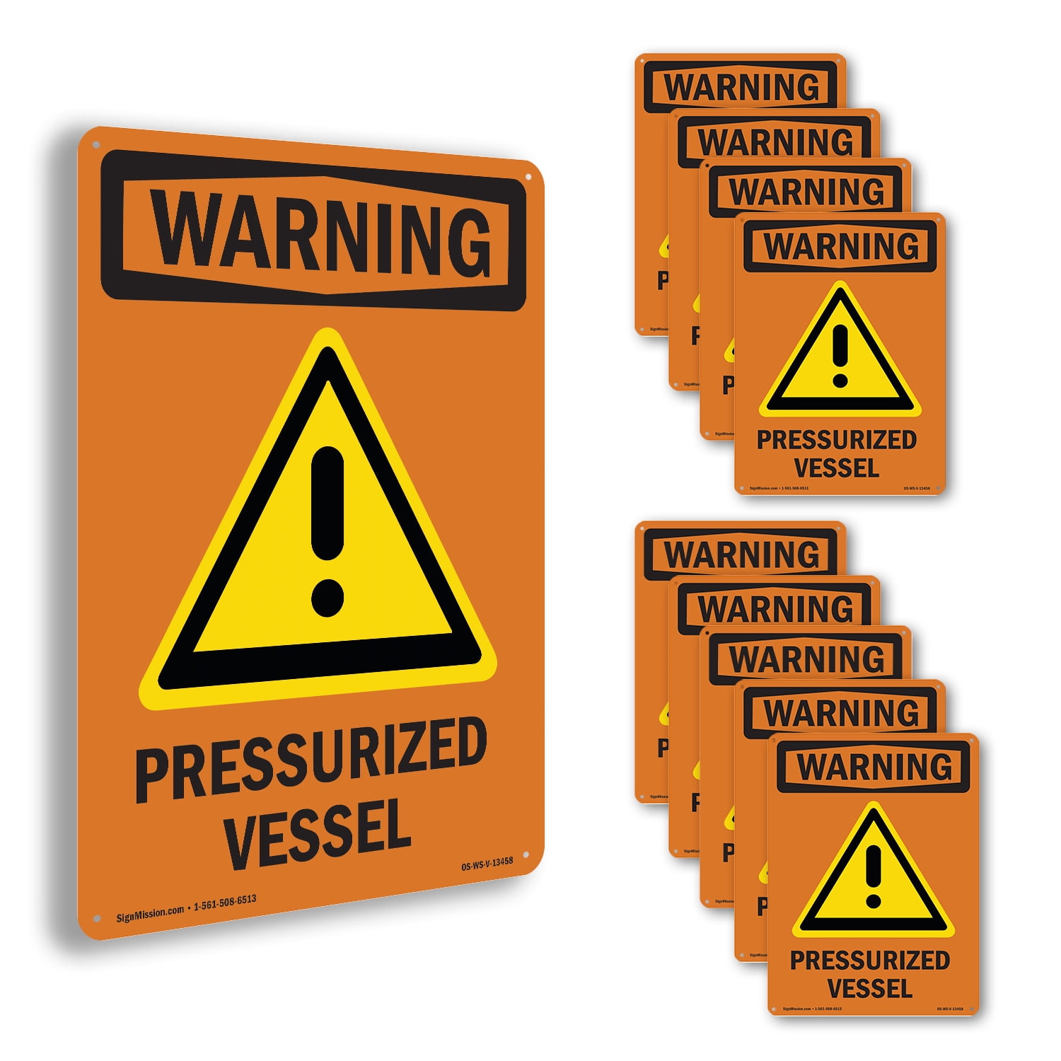 Pressurized Vessel With Symbol OSHA WARNING Rigid Plastic Sign 24 Inch ...