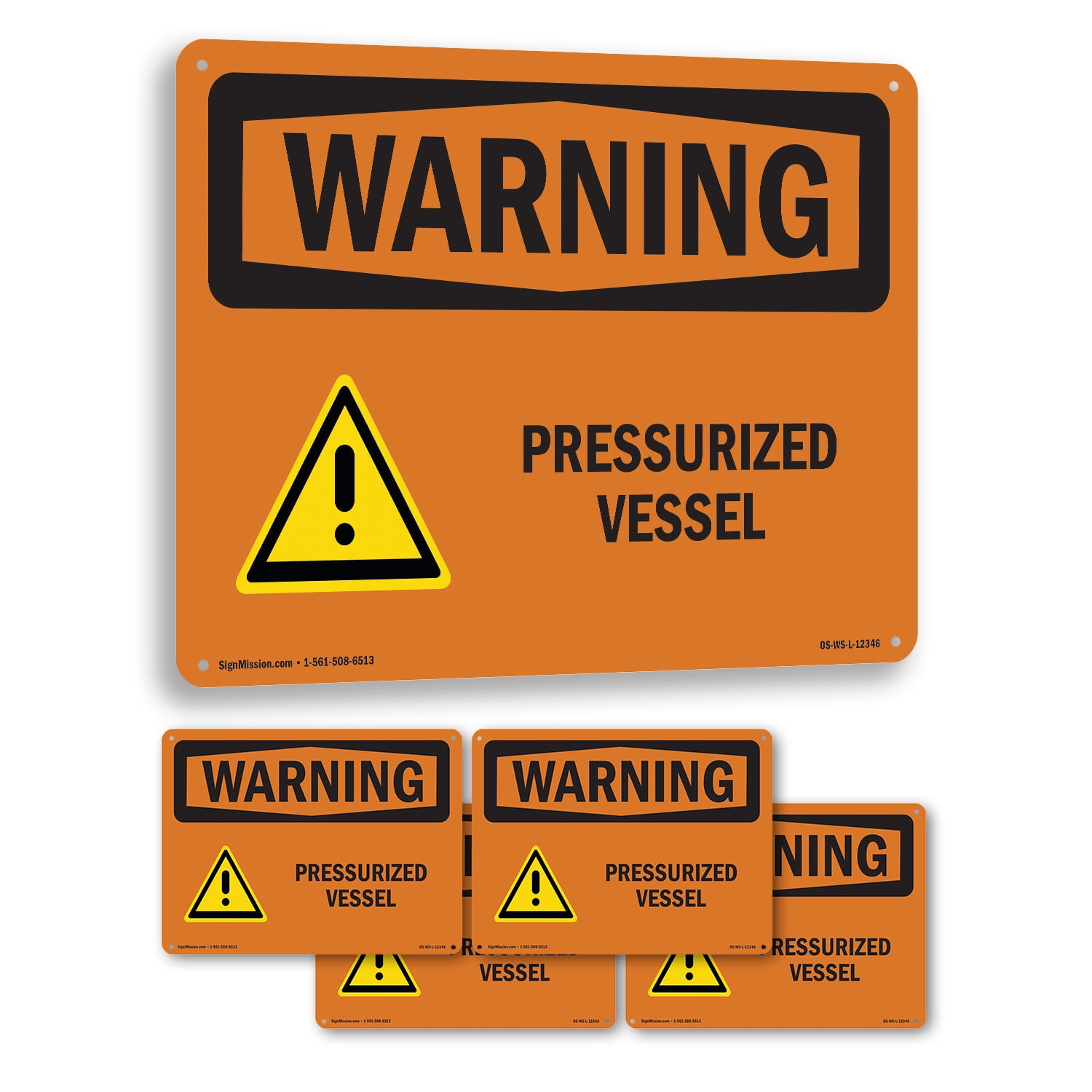 Pressurized Vessel With Symbol OSHA WARNING Rigid Plastic Sign 24 Inch ...