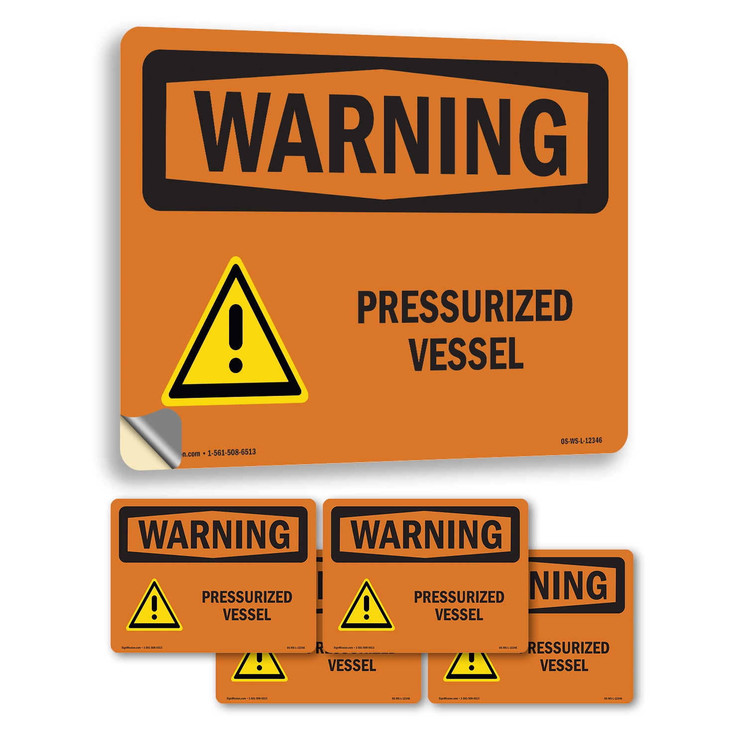 Pressurized Vessel With Symbol OSHA WARNING Vinyl Decal Label 10 Inch x ...