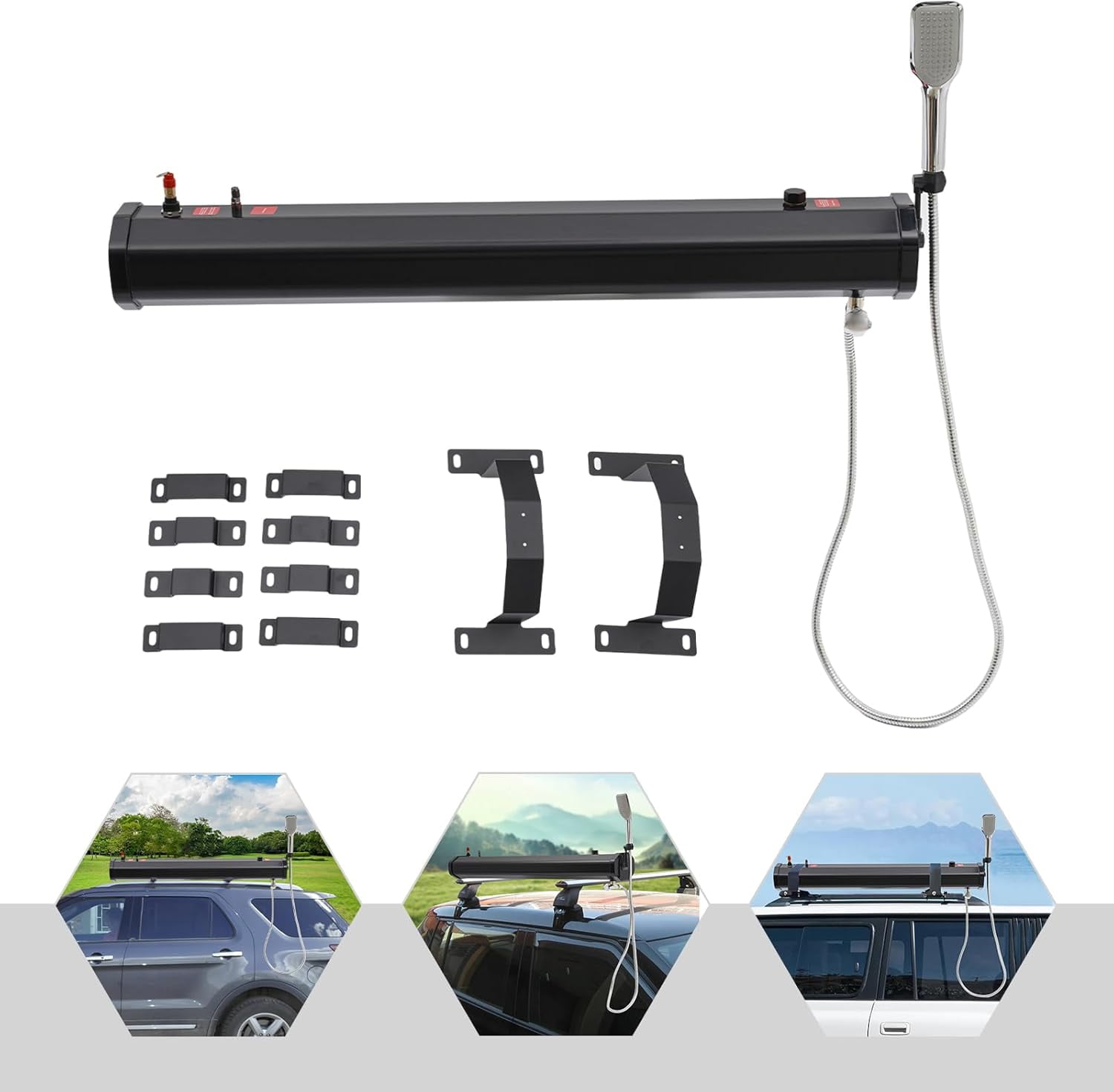 Pressurized Water Tank for Camping Shower, 7.93Gal Roof Rack Road Solar ...