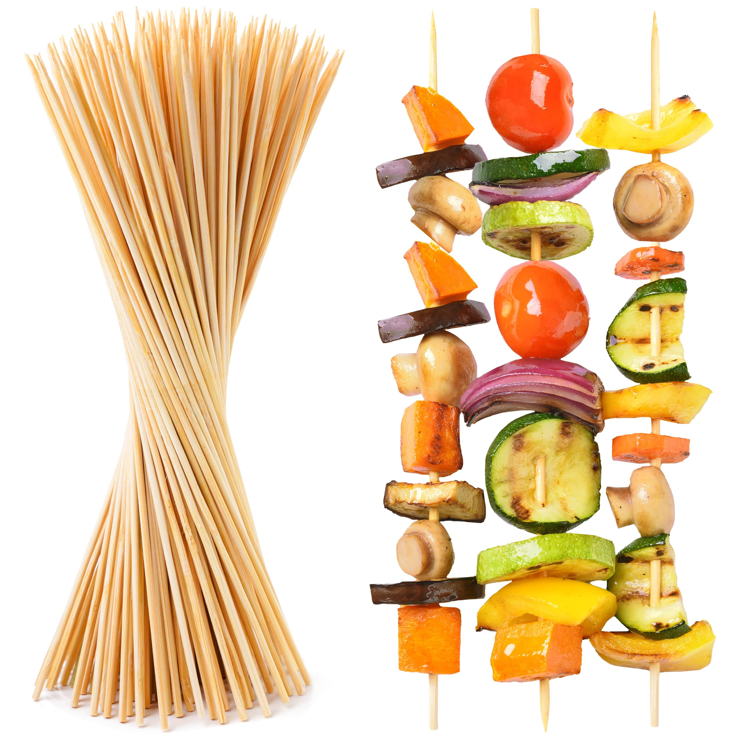 Prestee 100 Pack Bamboo Skewers for Crafts, Grilling BBQ, Kabobs, 12 ...