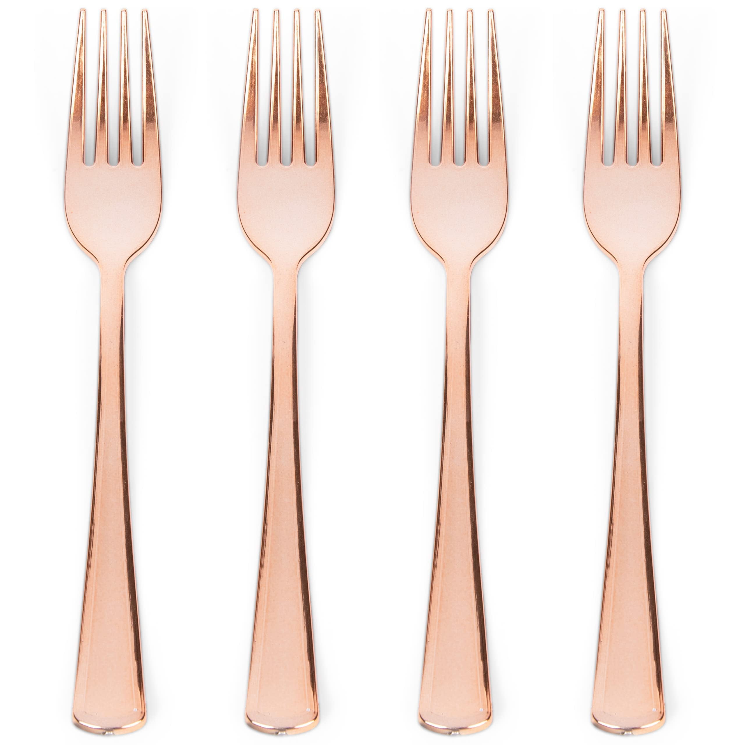 Prestee 100 Rose Gold Plastic Forks Heavy-Duty, Heavyweight Silverware ...