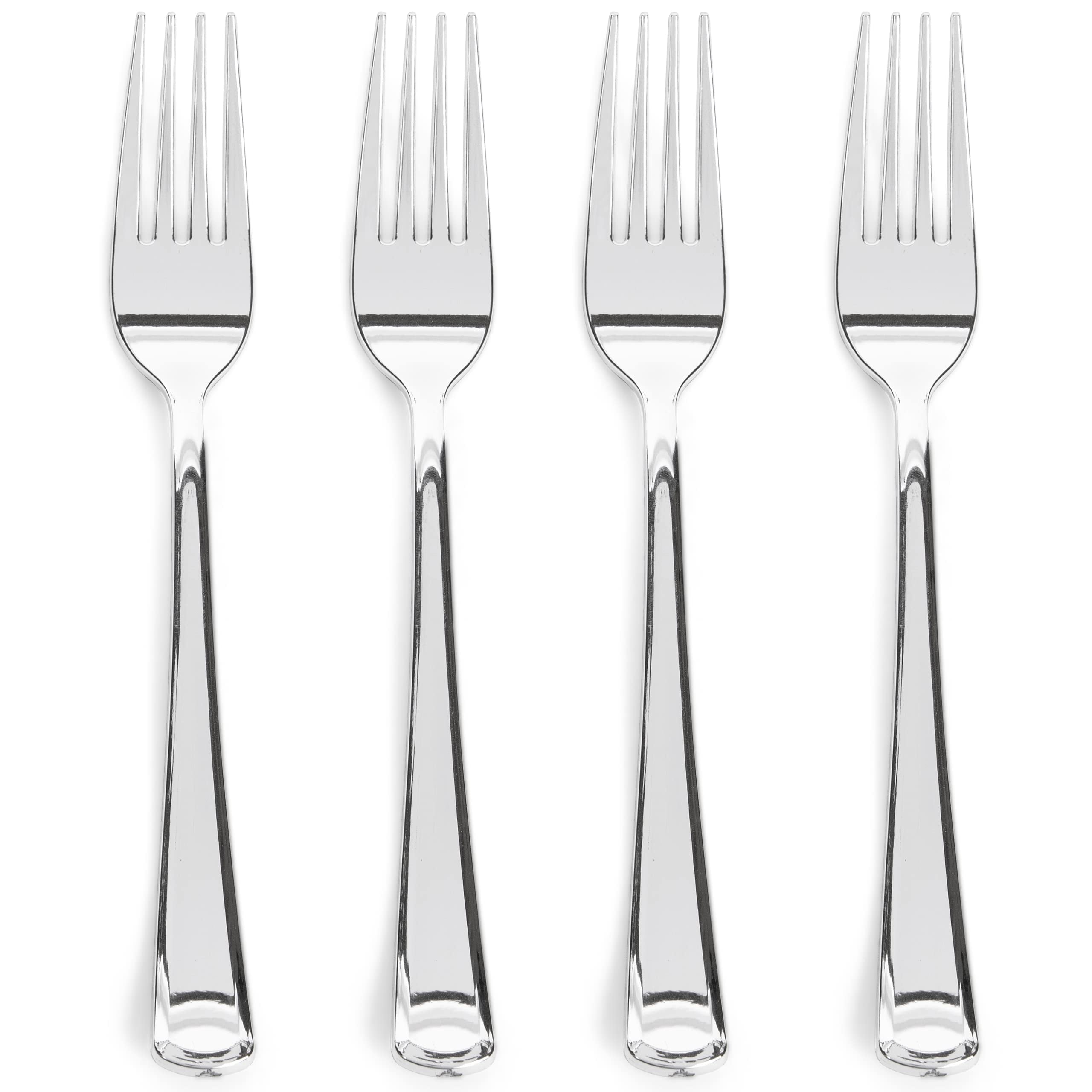 Prestee 100 Pack Silver Plastic Forks Heavy-Duty - Elegant Disposable ...