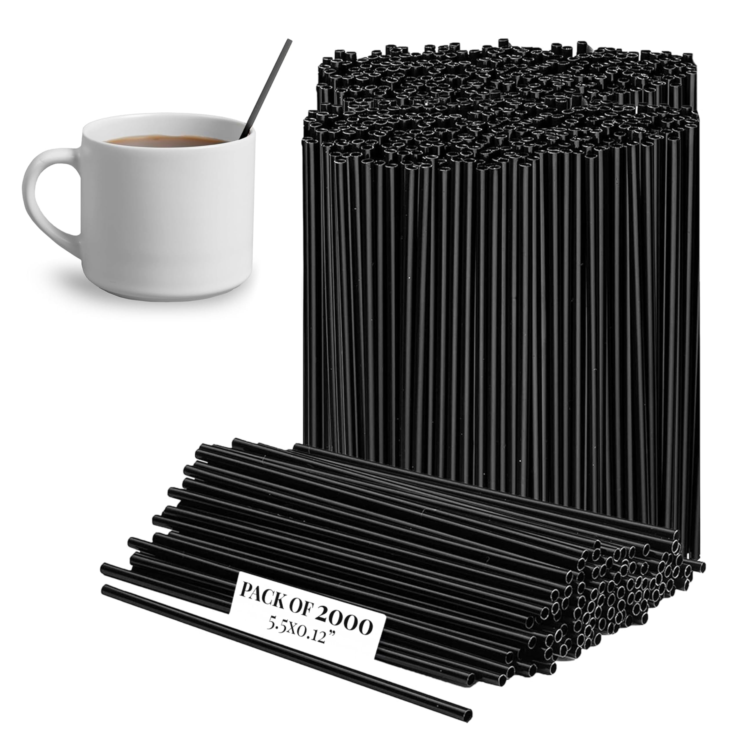 Prestee 2000 Pack - 5 Inch Disposable Coffee Stirrers & Cocktail Straws ...