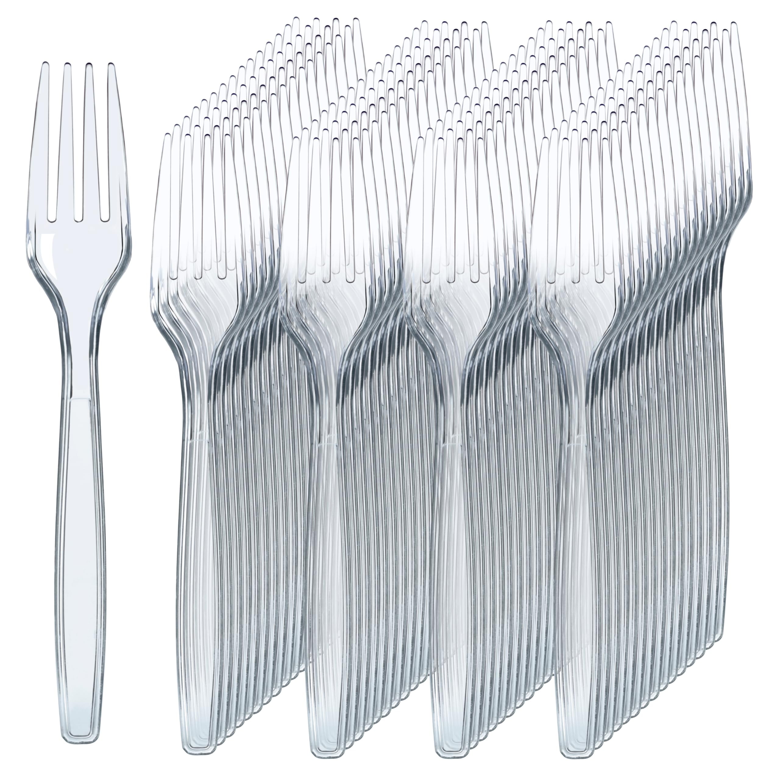 Prestee 300 Clear Plastic Forks | Disposable, Heavy Duty, Fancy Cutlery ...