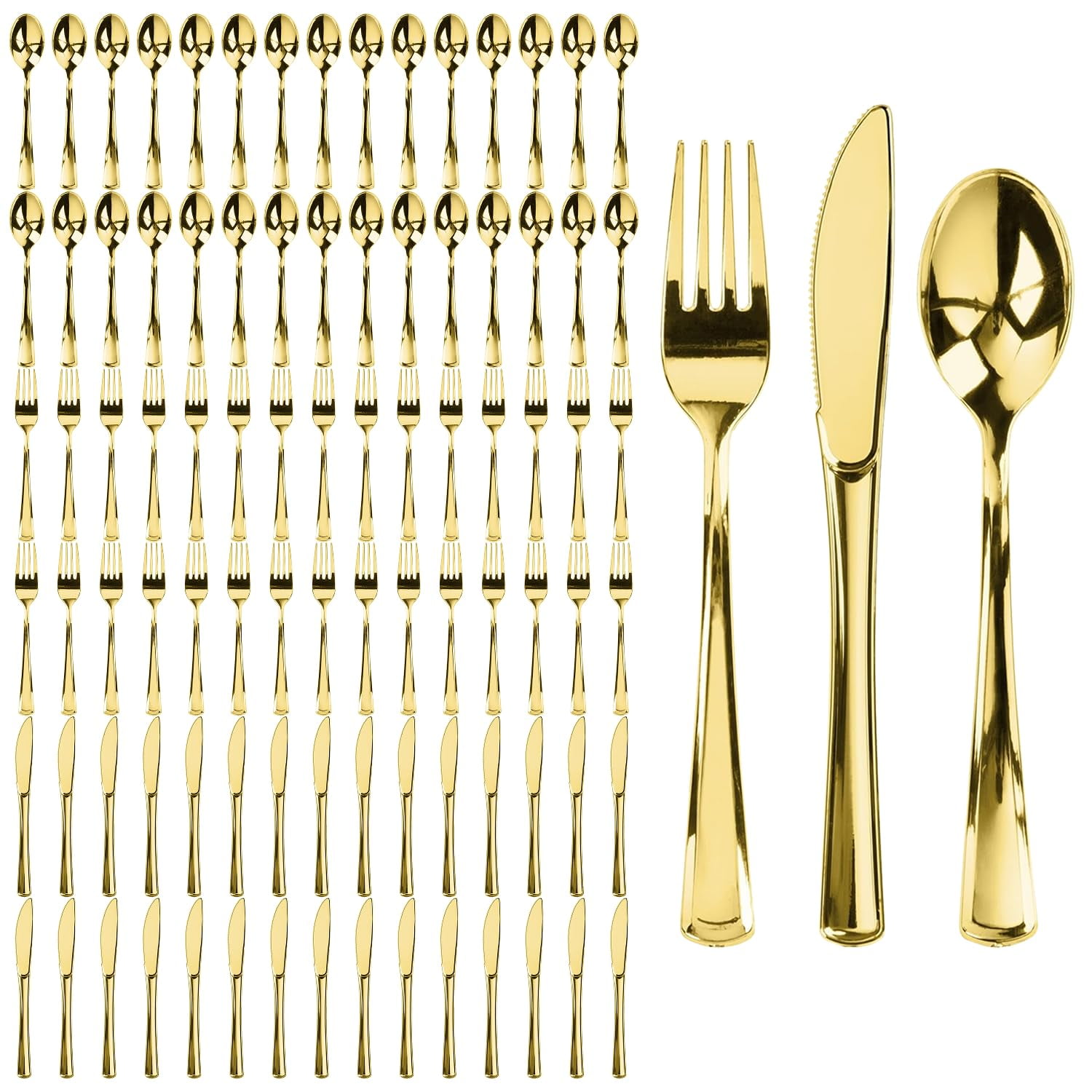 Prestee 300 ct Gold Plastic Silverware Set - Heavy Duty Disposable ...