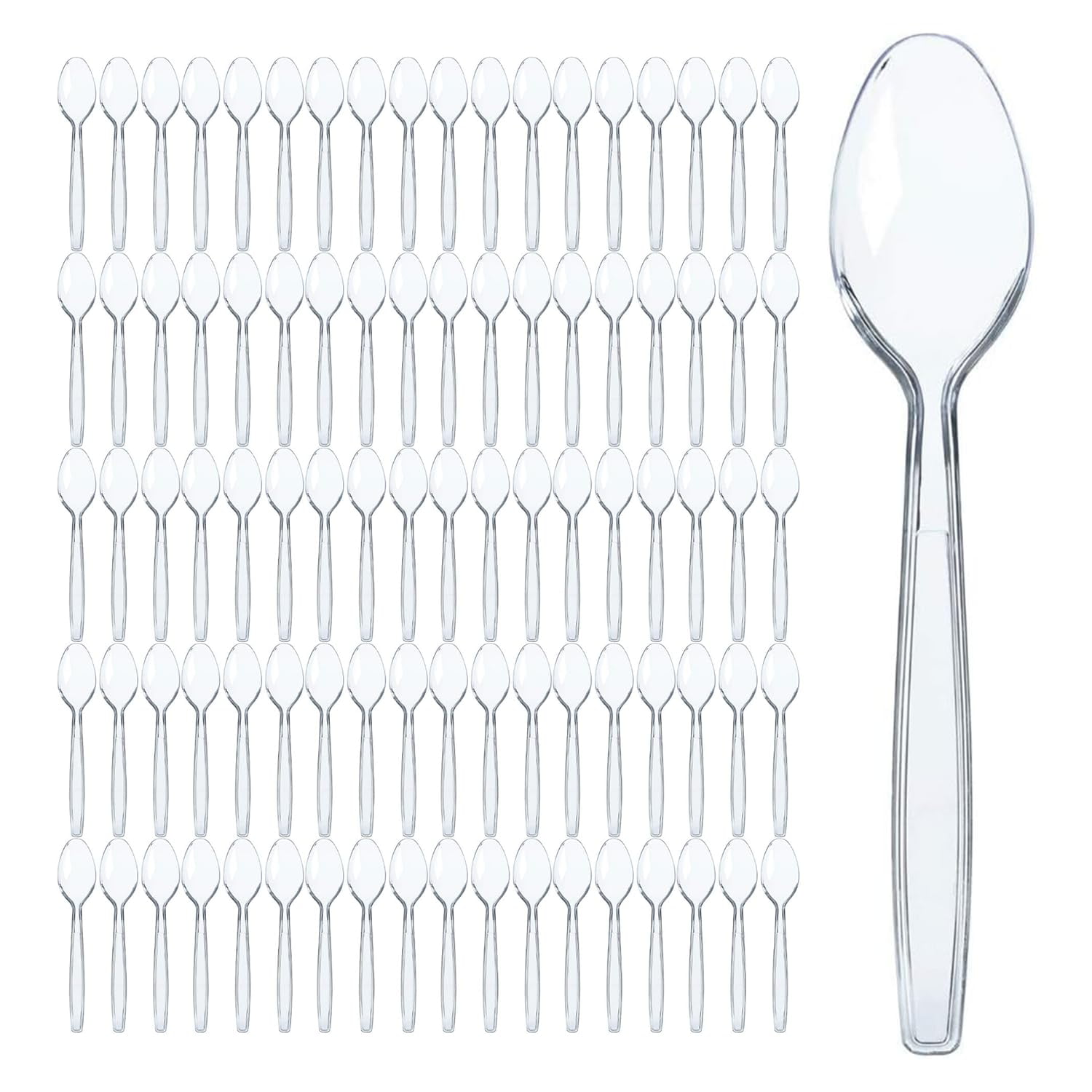 Prestee 300 Plastic Spoons Bulk - 6-Inch Heavy Duty Disposable ...