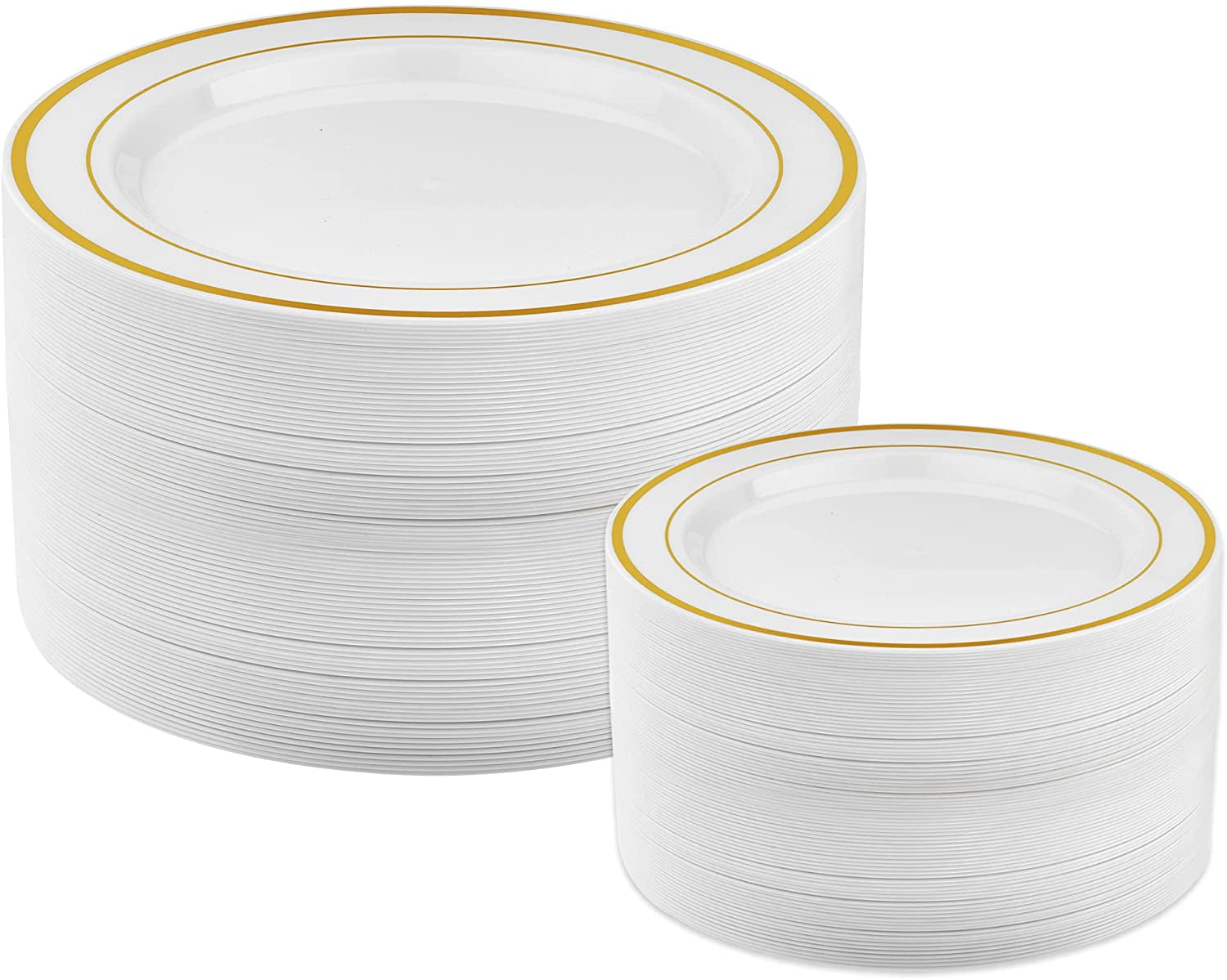 Prestee 50pc Gold Plastic Plates Set - 25 Dinner & 25 Salad Plates ...