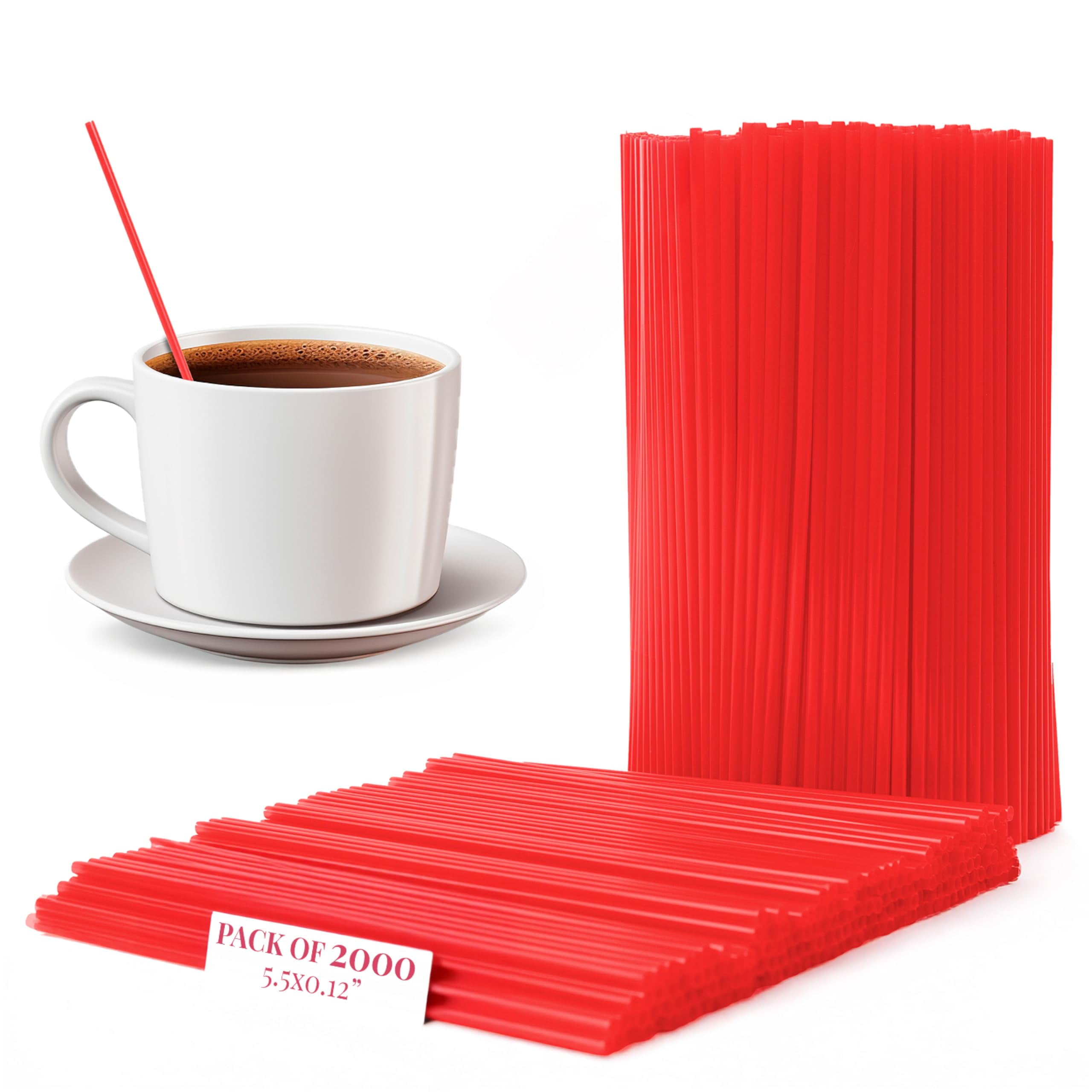 Prestee Plastic Coffee Stirrers 2000 Count - 5 Inch Red Coffee Stir ...
