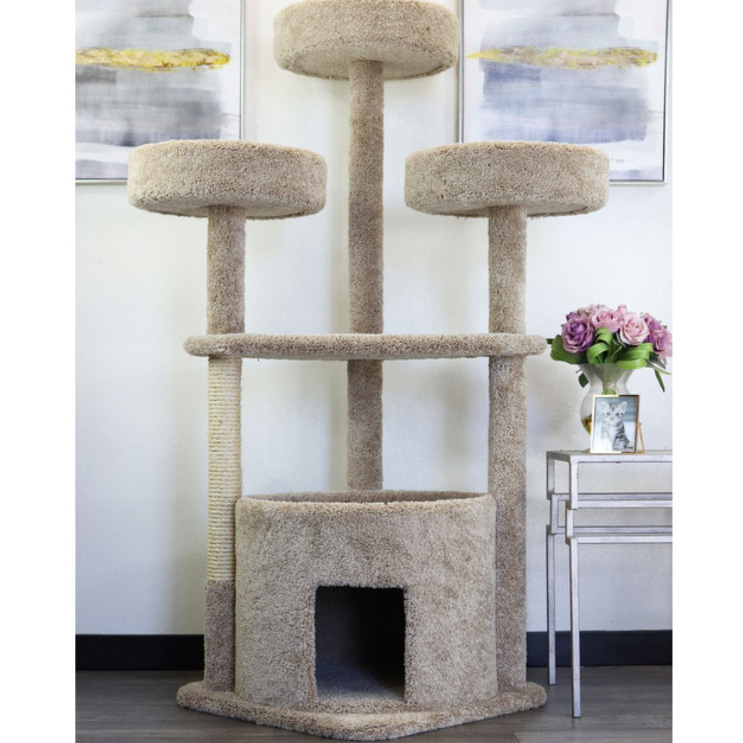 Prestige Cat Trees 130014-Beige Main Coon House Tree - Walmart.com